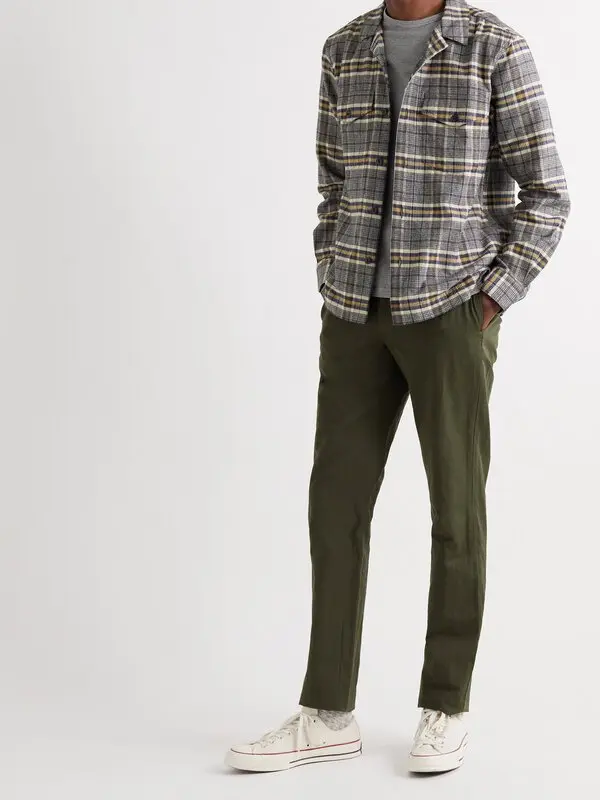 Officine Générale Jonas Camp-collar Checked Brushed Cotton-flannel Shirt