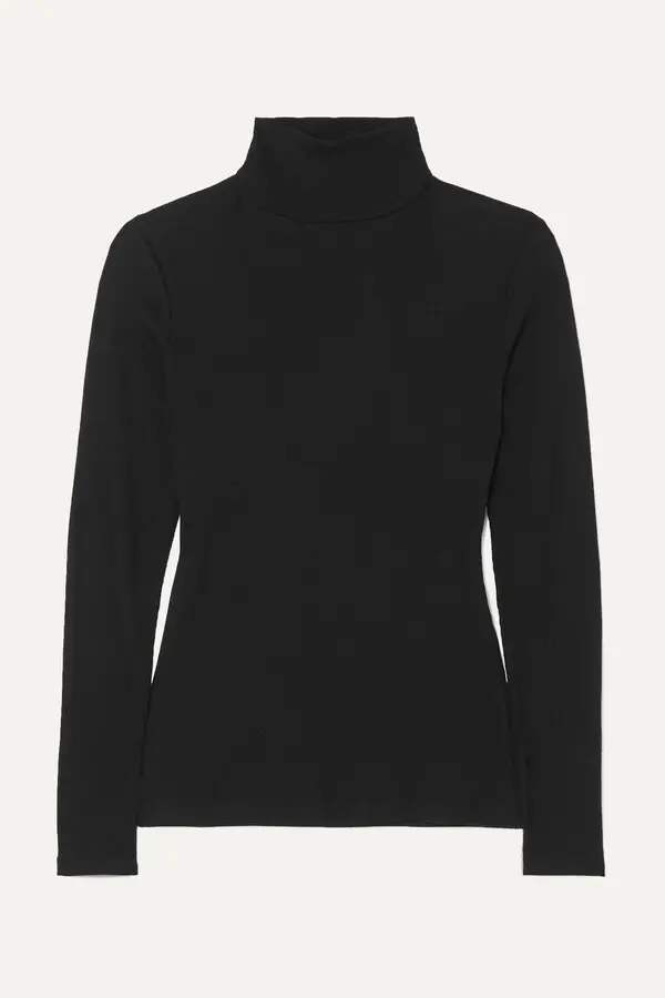 NINETY PERCENT Kaye Ribbed Organic Cotton-jersey Turtleneck Top