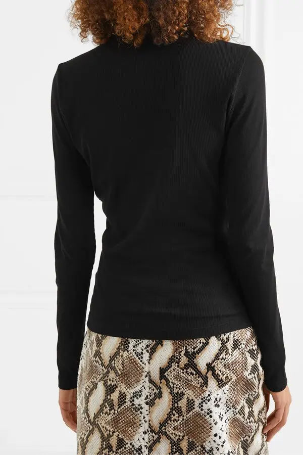 NINETY PERCENT Kaye Ribbed Organic Cotton-jersey Turtleneck Top
