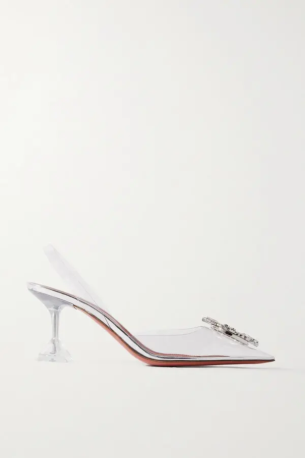 Amina Muaddi Begum Crystal-embellished Slingback Pumps - Neutrals