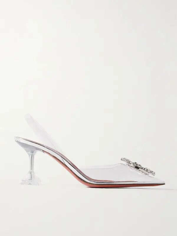Amina Muaddi Begum Crystal-embellished Slingback Pumps - Neutrals