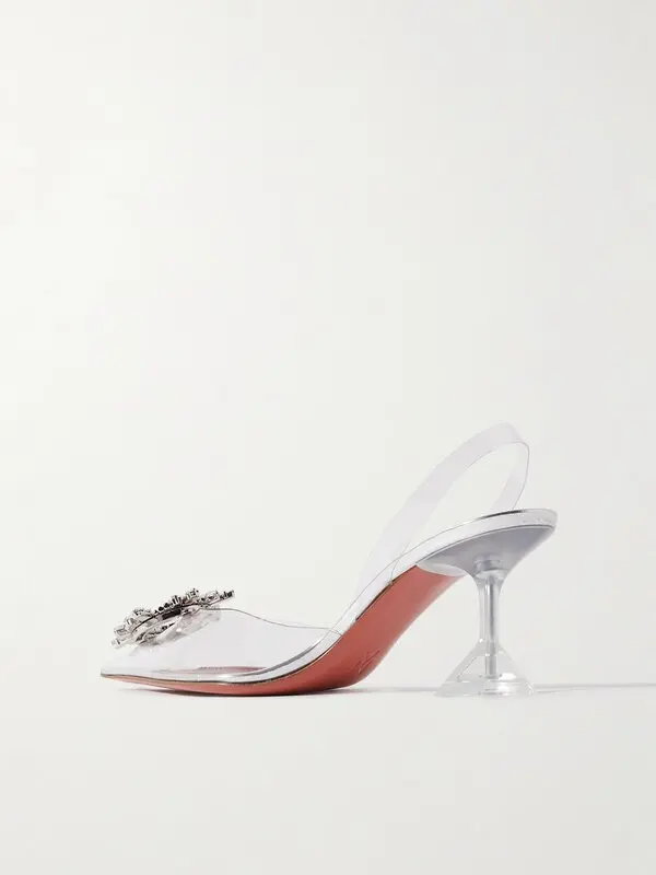 Amina Muaddi Begum Crystal-embellished Slingback Pumps - Neutrals