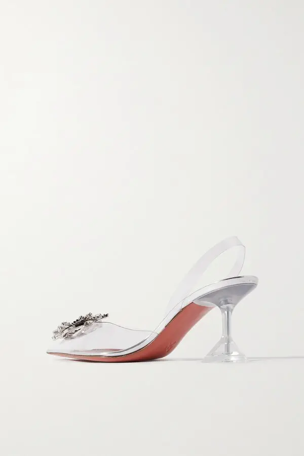 Amina Muaddi Begum Crystal-embellished Slingback Pumps - Neutrals