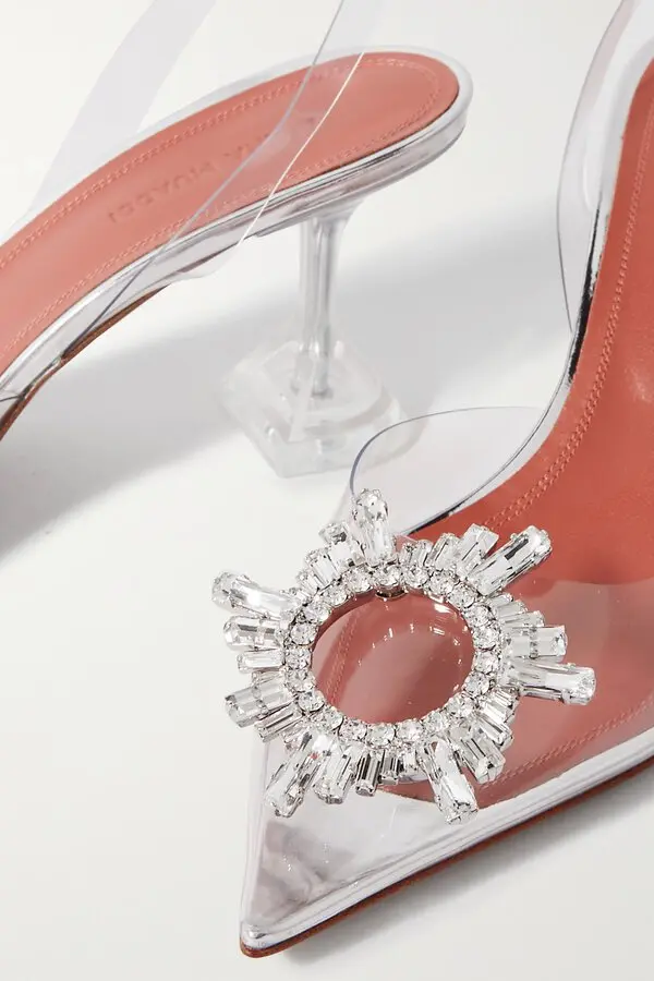 Amina Muaddi Begum Crystal-embellished Slingback Pumps - Neutrals