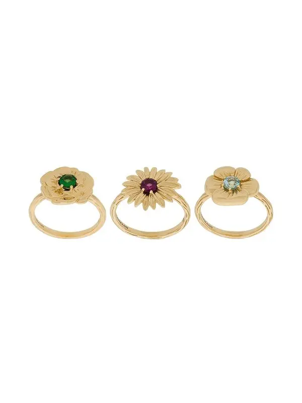 AURÉLIE BIDERMANN 18kt Yellow Gold Bouquet Rings Set - Metallic
