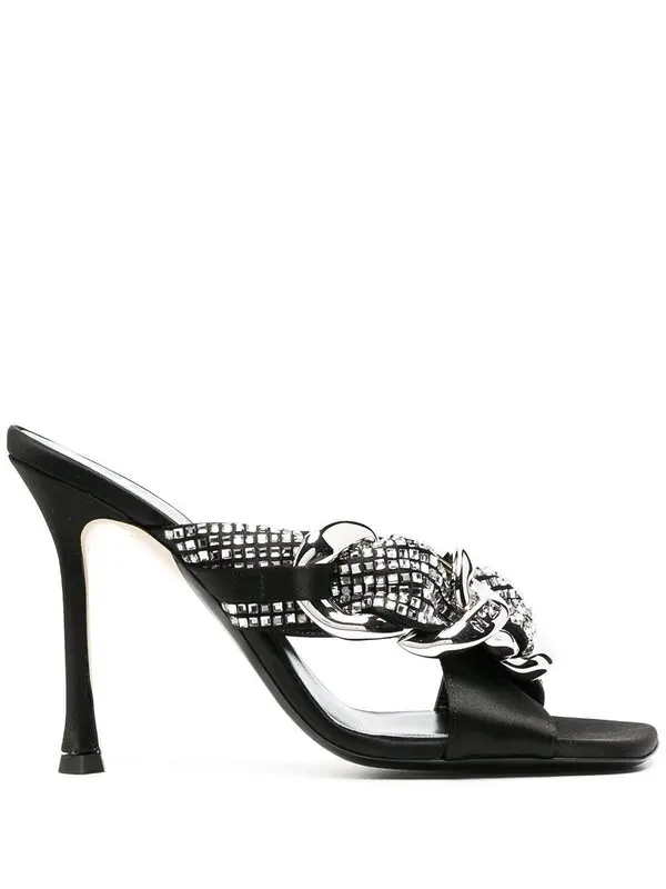 N°21 Chunky Chain Crystal-embellished Sandals - Black