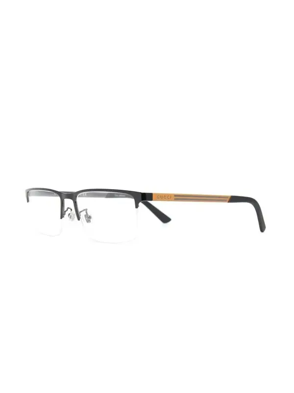 Gucci Half-Rim Rectangular-Frame Glasses - Black | Editorialist