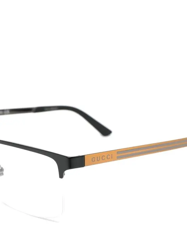 Gucci Half-Rim Rectangular-Frame Glasses - Black | Editorialist