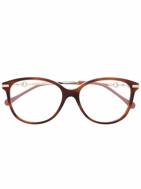 Gucci Round-frame Clear Glasses - Brown