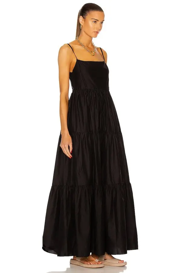 open lace back dress Plunge Slip Dress - Black