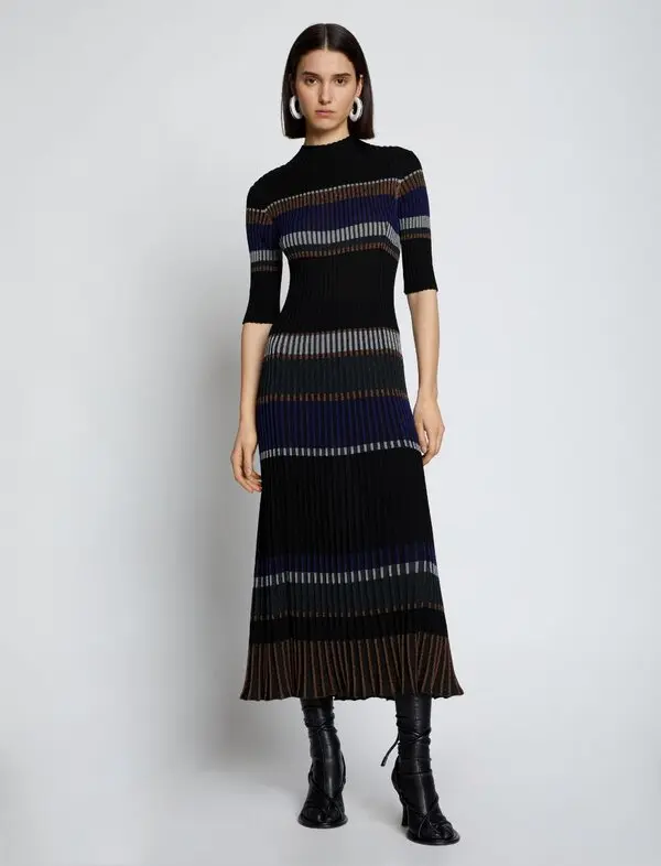 Proenza Schouler Zig Zag Stripe Knit Dress Xl In Blackmulti - 65% Off |  Editorialist