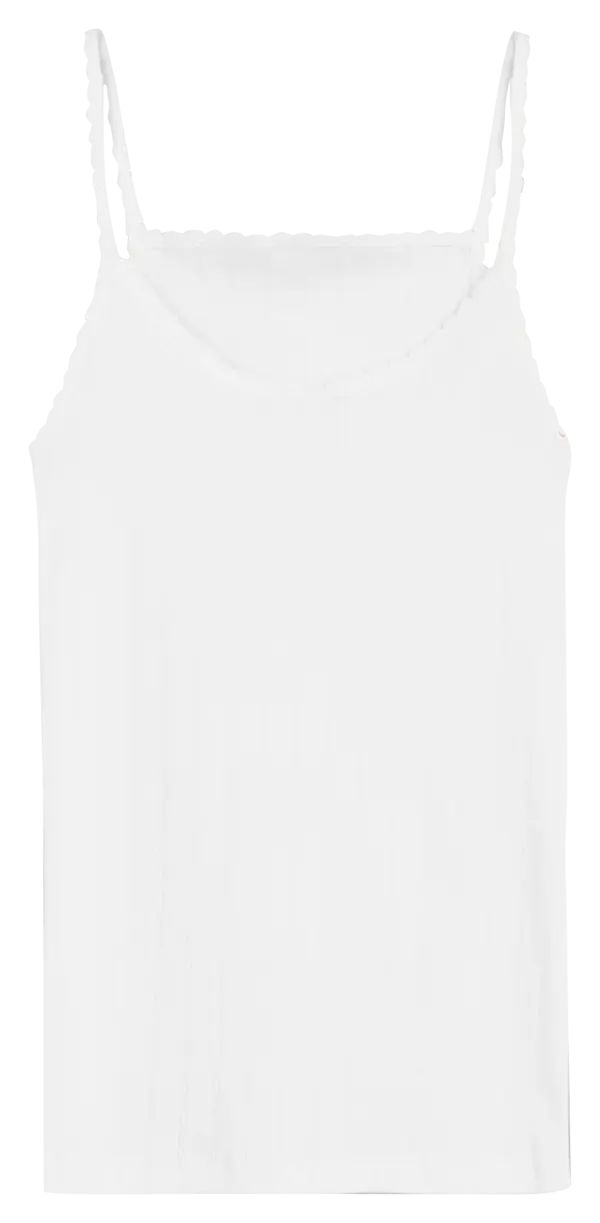LESET Pointelle-knit Cotton-jersey Tank - White