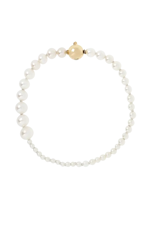 Sophie Bille Brahe Petite Peggy 14-karat Pearl Bracelet - White
