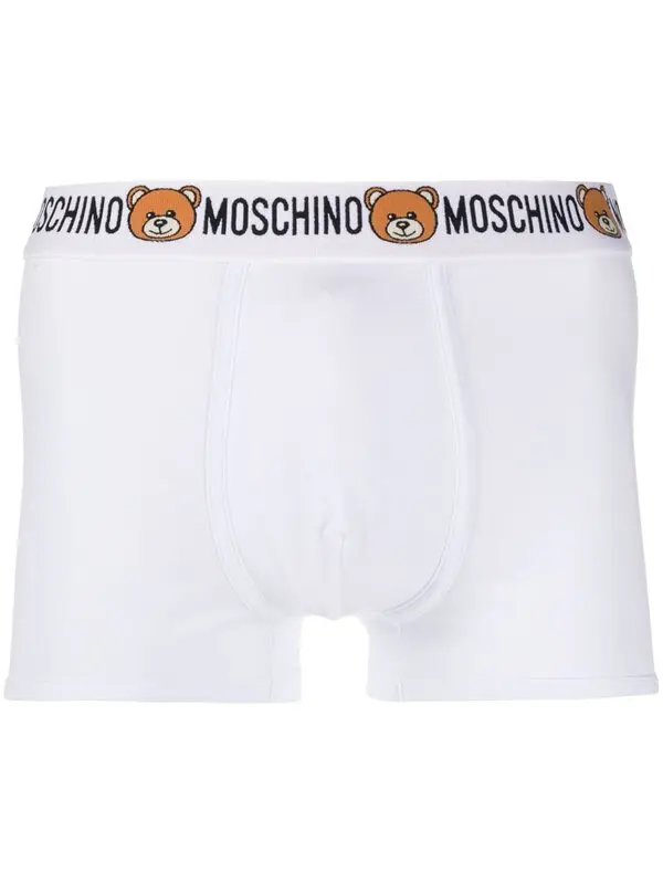 Moschino Teddy Logo Print Boxers - White