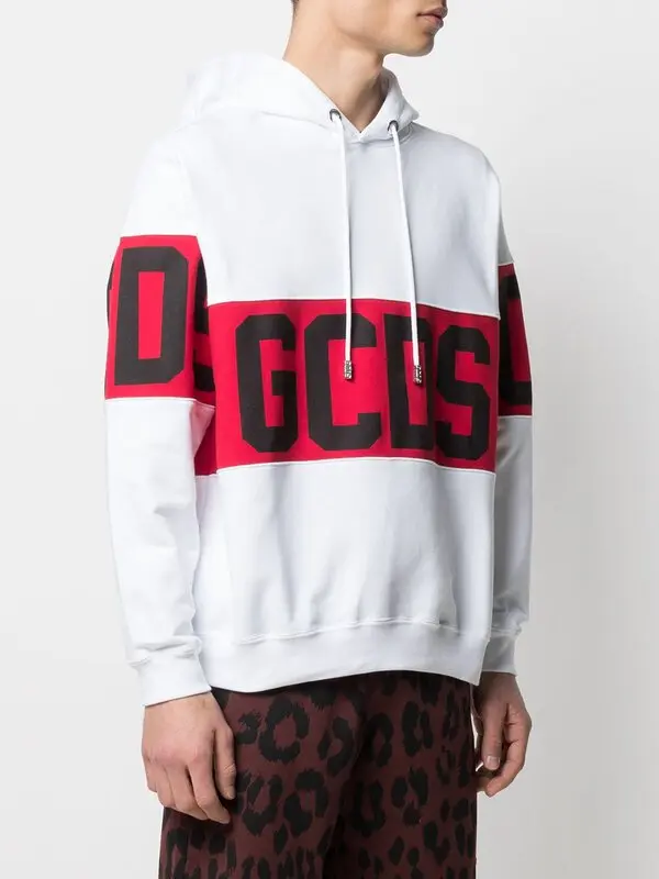 Gcds Logo Print Hoodie - White