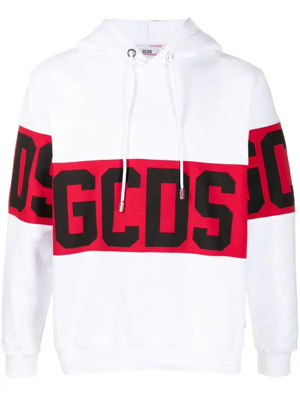 Gcds Logo Print Hoodie - White