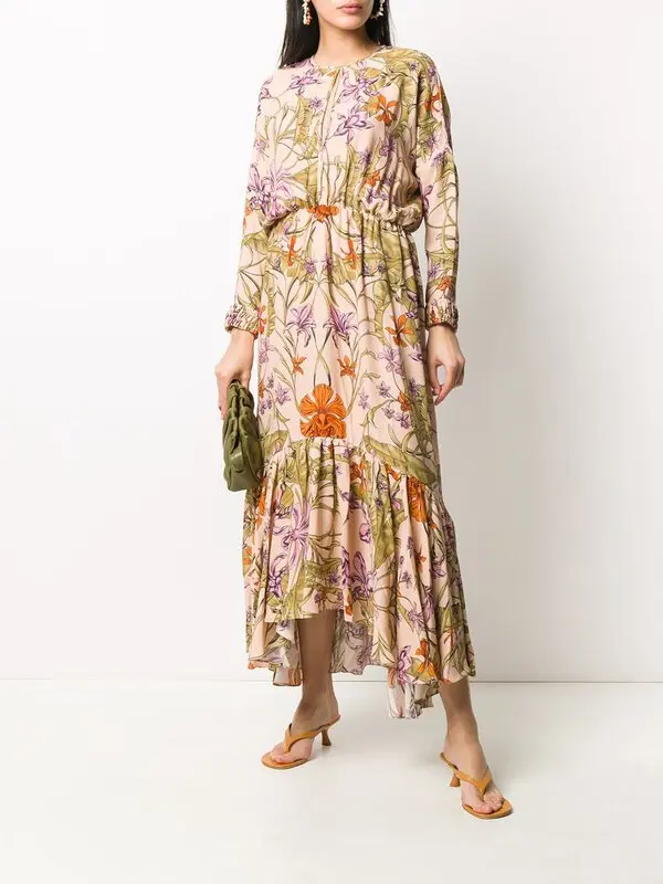Johanna Ortiz Floral-print Pleated Hem Dress