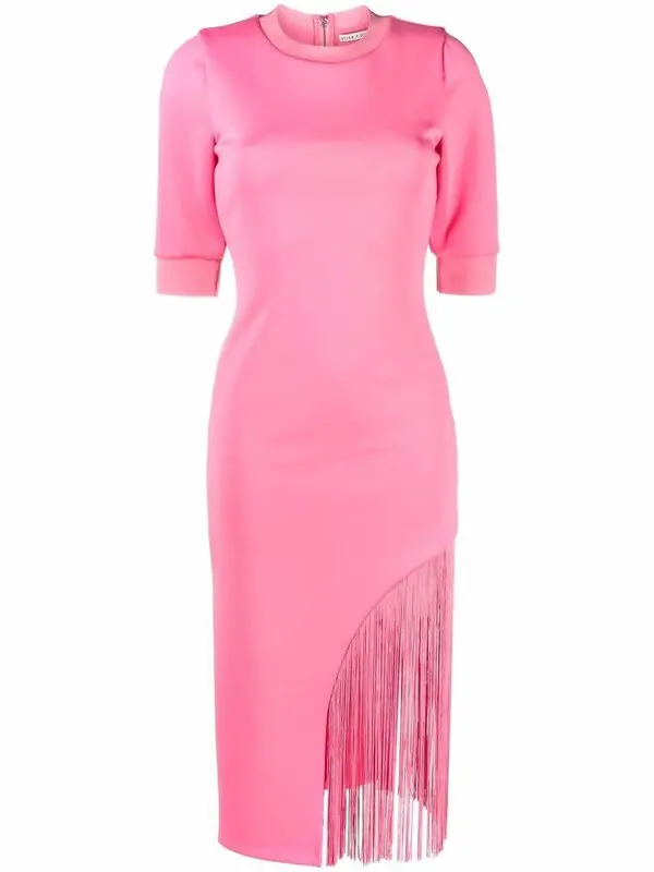 alice and olivia pink fringe dress Alice & Olivia Pink 2 Piece Knitted Fringe , Size 6 skirt/ size 4 top