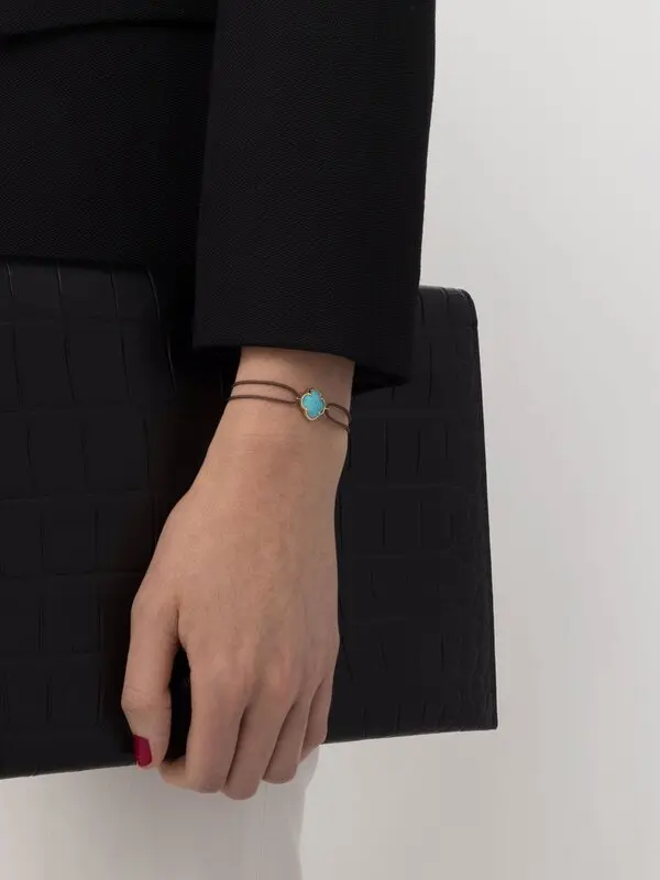 MORGANNE BELLO 18kt Yellow Victoria Clover Stone Turquoise Bracelet