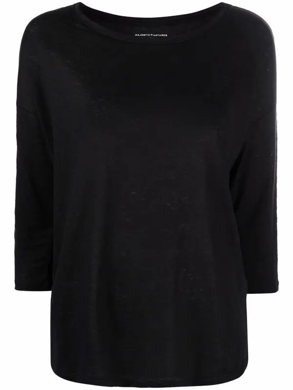 Majestic Filatures Three-quarter Sleeve Top - Black