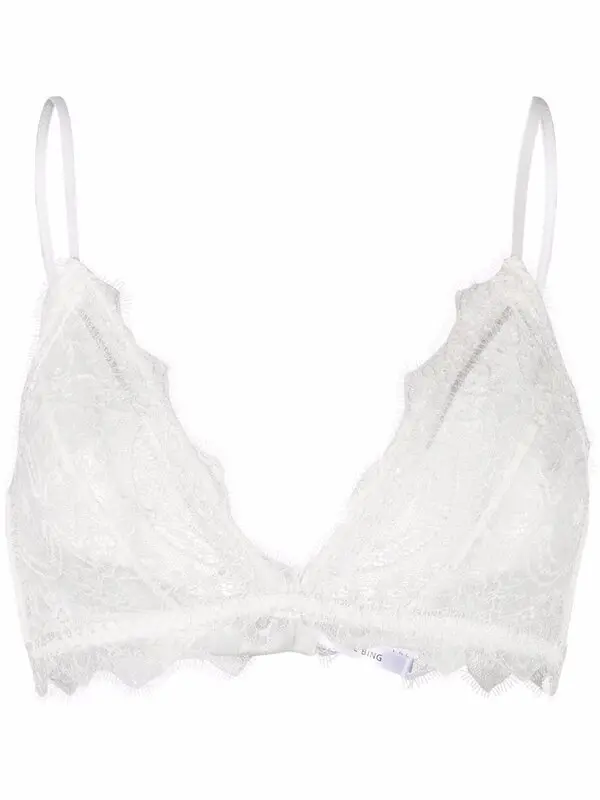 ANINE BING Triangle Lace Bra - White