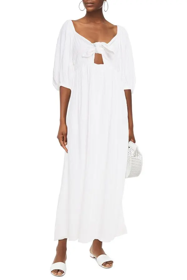 Mara Hoffman Violet Knotted Crinkled Organic Cotton-Gauze Maxi Dress In  White - 50% Off | Editorialist