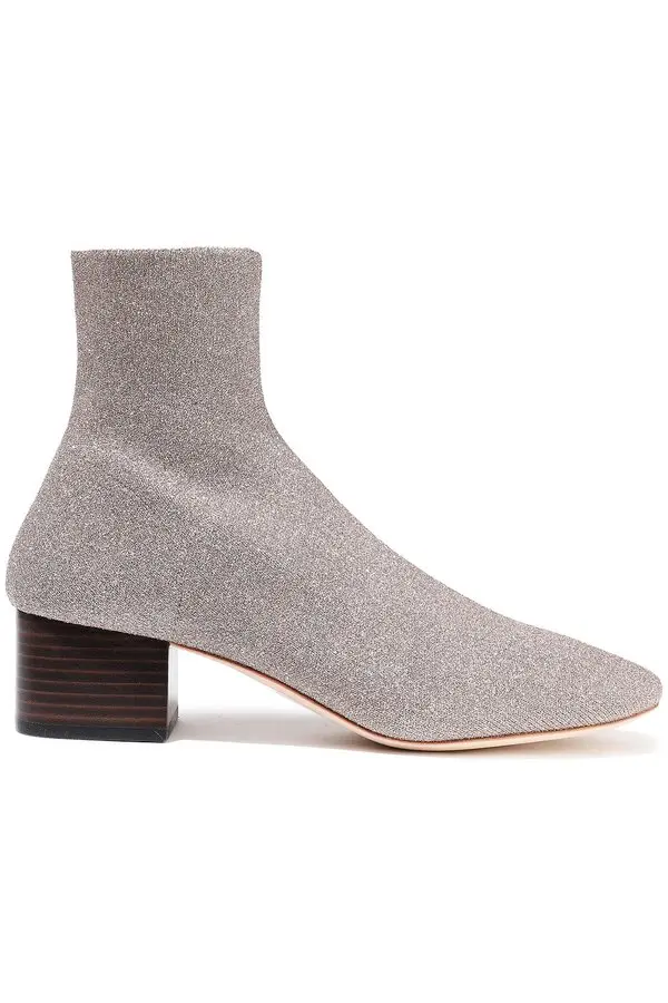 Loeffler Randall Carter Metallic Stretch-Knit Sock Boots In Rose