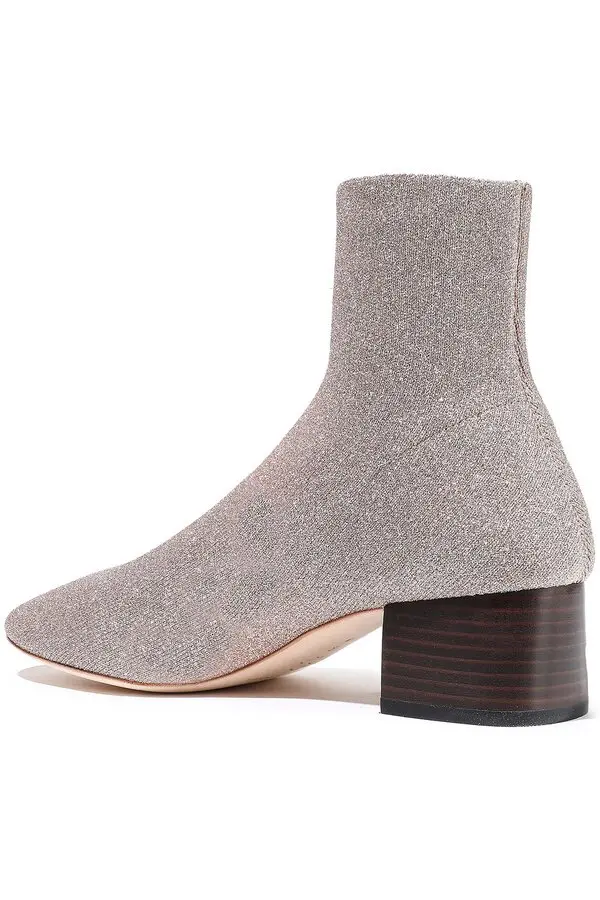Loeffler Randall Carter Metallic Stretch-Knit Sock Boots In Rose