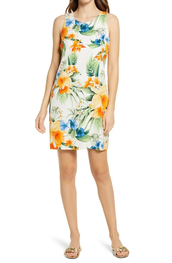 Tommy Bahama Fleur De Lite Print Silk Shift Minidress - Continental |  Editorialist