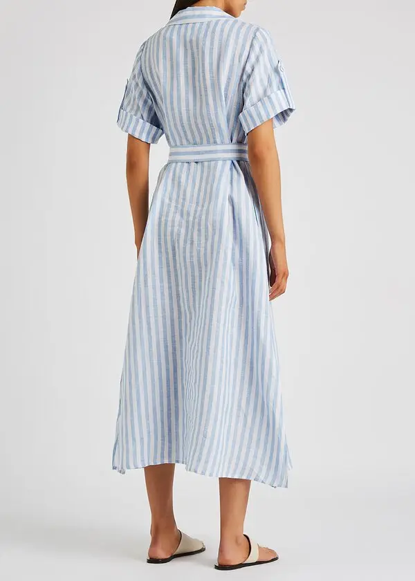 Evi Grintela Blue Striped Linen Shirt Dress In Blue And White - 50% Off |  Editorialist