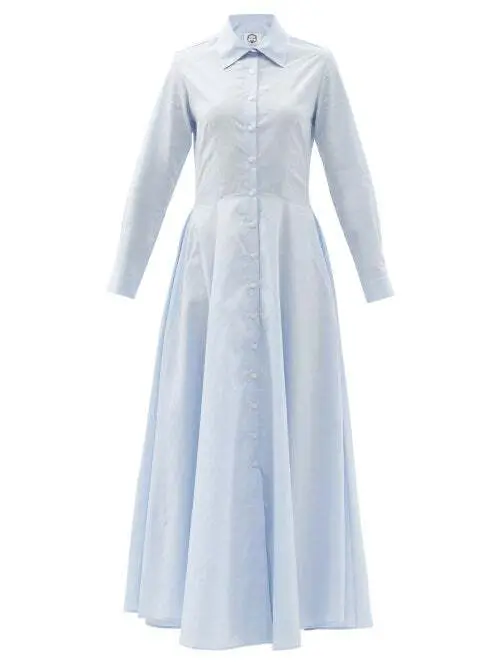 chinese dress ladies Evi Grintela Valerie Shirt Dress in Blue and White Sea Shell Print –  Shopcestmimi main image 0