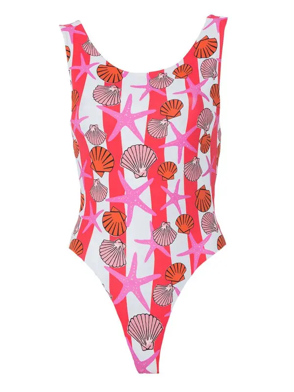 Lhd Seashells Key Biscayne Printed Bodysuit - Red