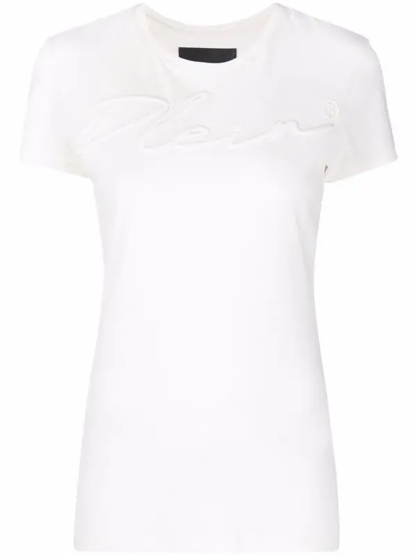 Philipp Plein Logo-embroidered T-shirt - Neutrals