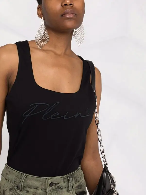 Philipp Plein Logo-embroidered Tank Top - Black