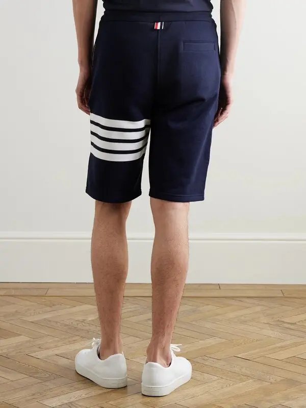 Thom Browne Striped Loopback Cotton-jersey Shorts - Blue