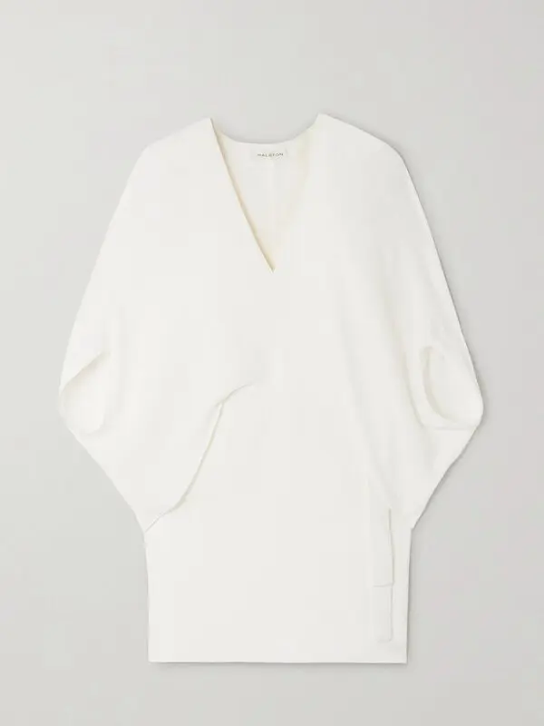 Halston Cape-effect Draped Crepe Mini Dress