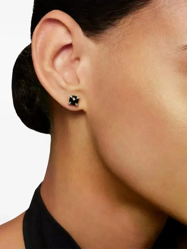 David Yurman Sterling Silver Petite Chatelaine Onyx And Diamond Stud Earrings - Black