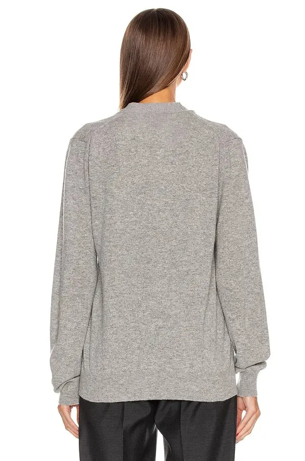 Play Comme Des Garcon Wool Cardigan With Heart Emblem - Light Gray