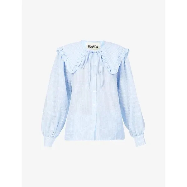 BLANCA VITA Maja Oversized Collar Woven Blouse