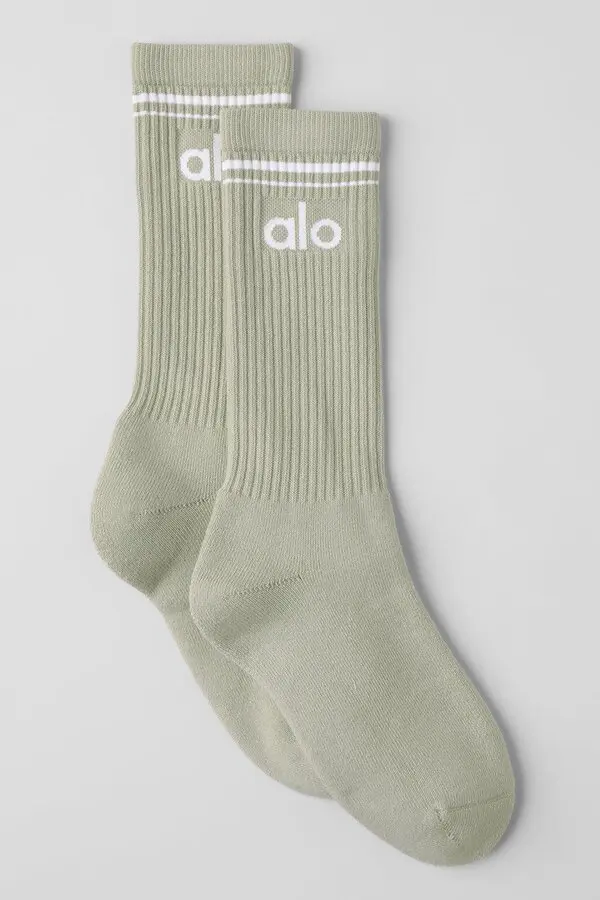 Alo Yoga Throwback Socks - Limestone/white