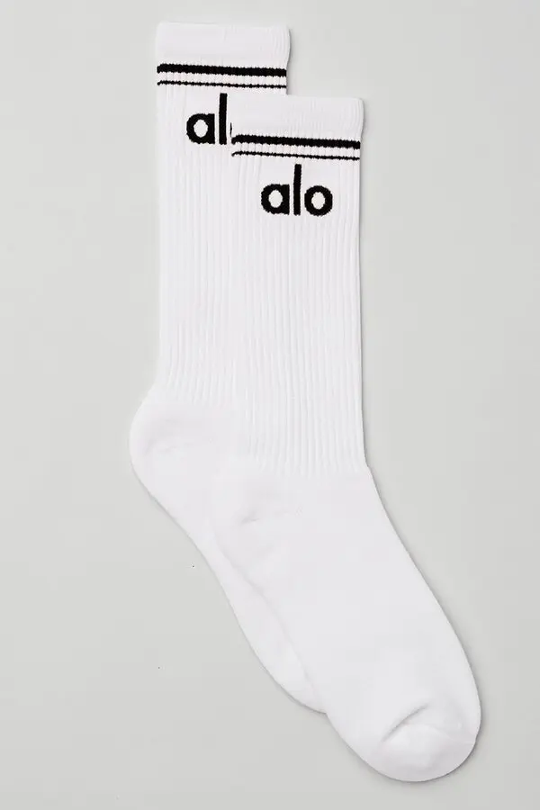 Alo Yoga Throwback Socks - White/black