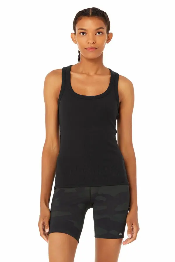 Alo Yoga Rib Support Tank Top In Black - 40% Off | Editorialist