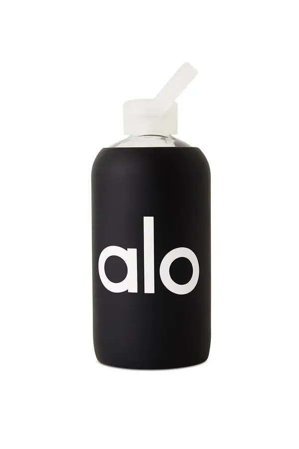 Bouteille D'eau En Verre BKR 1 Litre Avec Manchon Silicone Alo Yoga - Rose Clair - Occasion Bon état