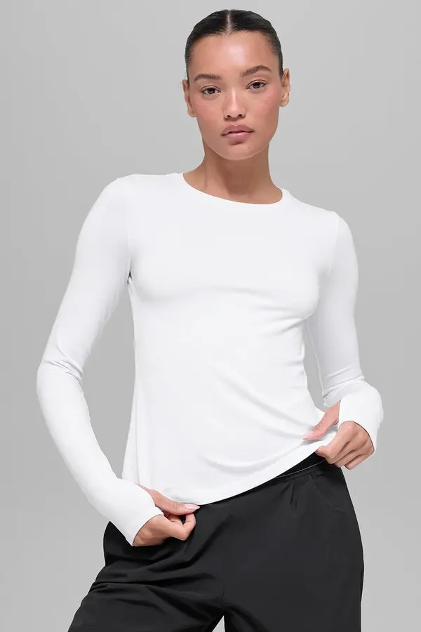 Alo Yoga Soft Finesse Long Sleeve Top - White