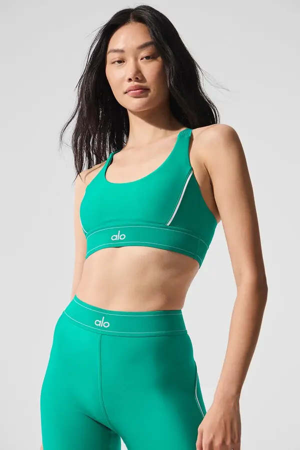 Alo Yoga Airlift Suit Up Bra Spruce Green/White Editorialist