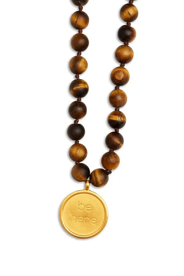 Alo Yoga Tiger's Eye Mala Necklace - Brown