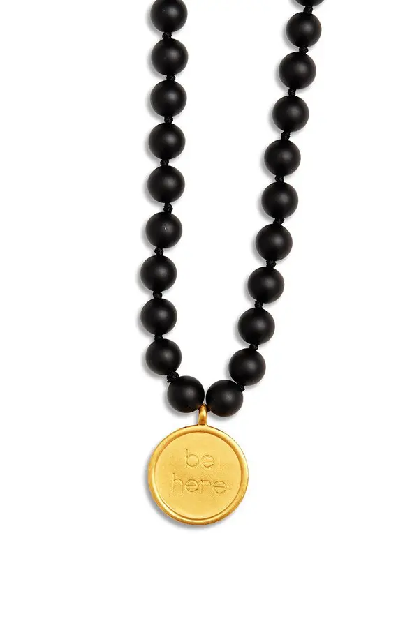 Alo Yoga Black Onyx Mala Necklace - Matte Black