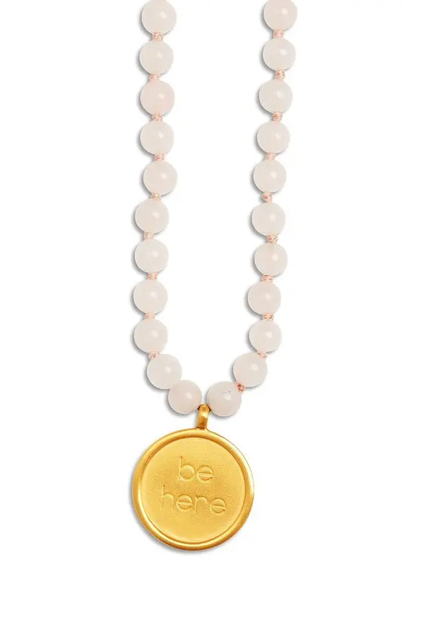 Alo Yoga Rose Quartz Mala Necklace - Pink