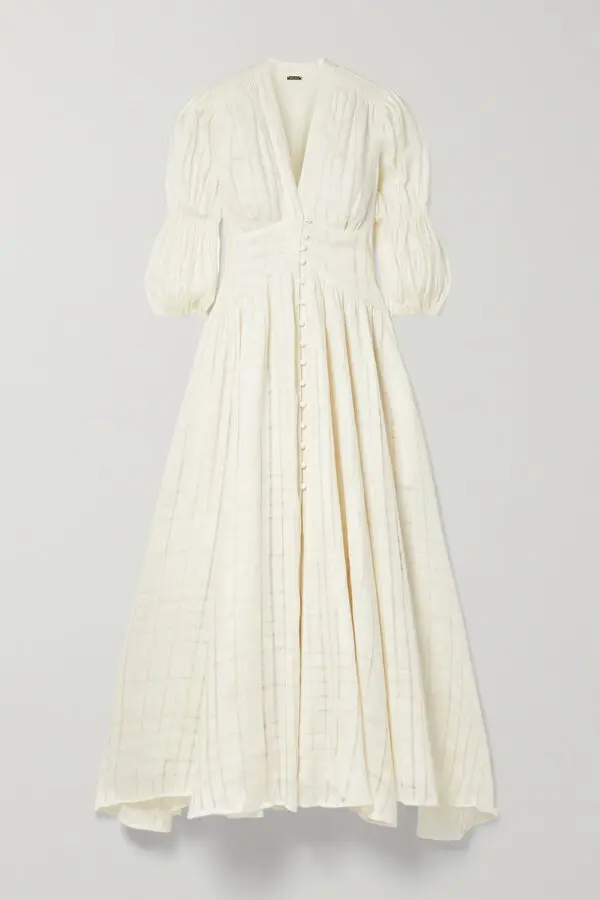 Cult Gaia Willow Checked Linen-Gauze Midi Dress In Off-White - 30% Off |  Editorialist