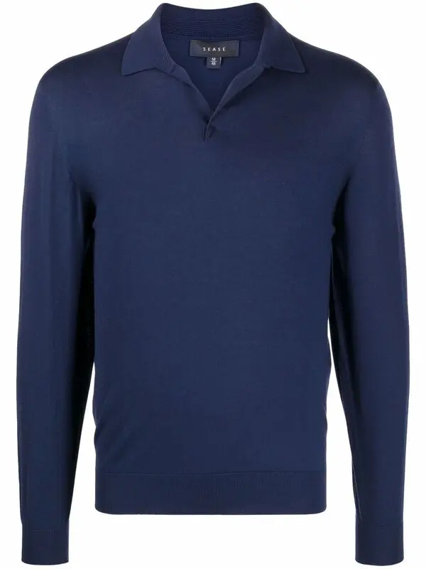 Sease Long-sleeved Knitted Polo Shirt